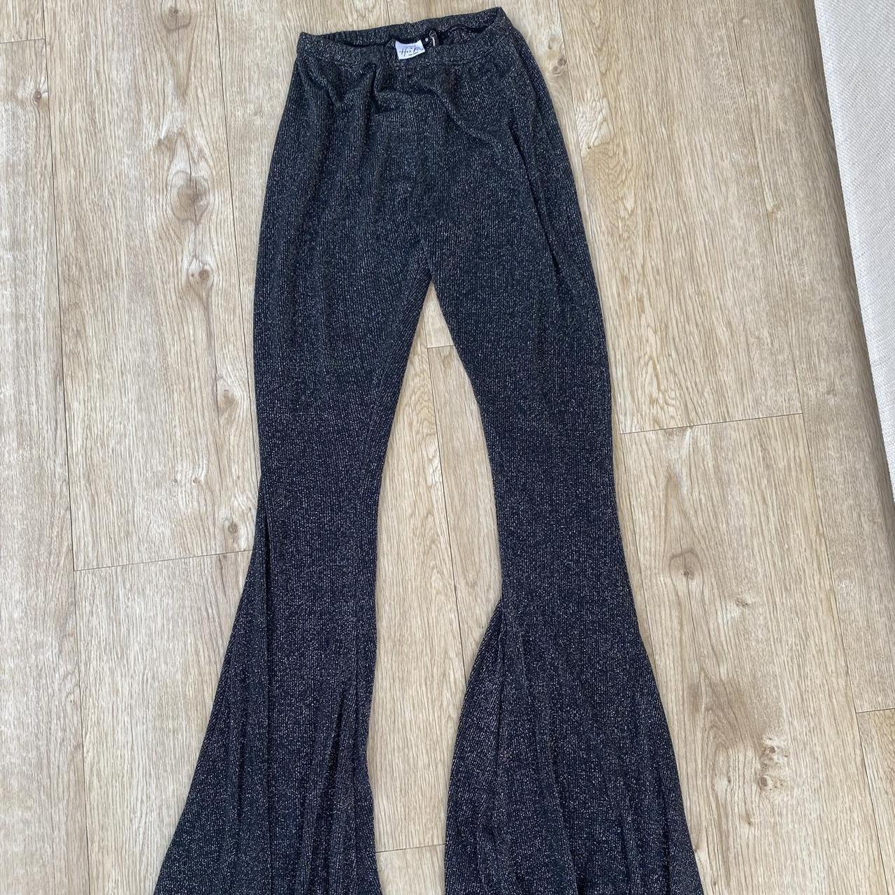 Her pony the label flares - grey/black with sparkle ... - Depop