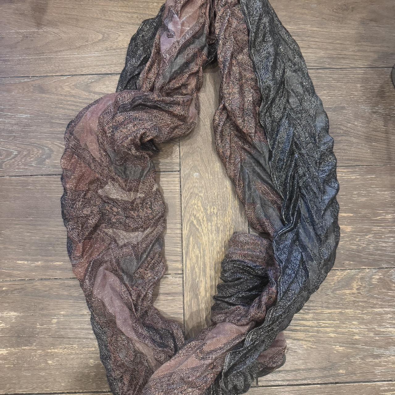 Green and Brown Glitter Infinity Scarf Green and... - Depop