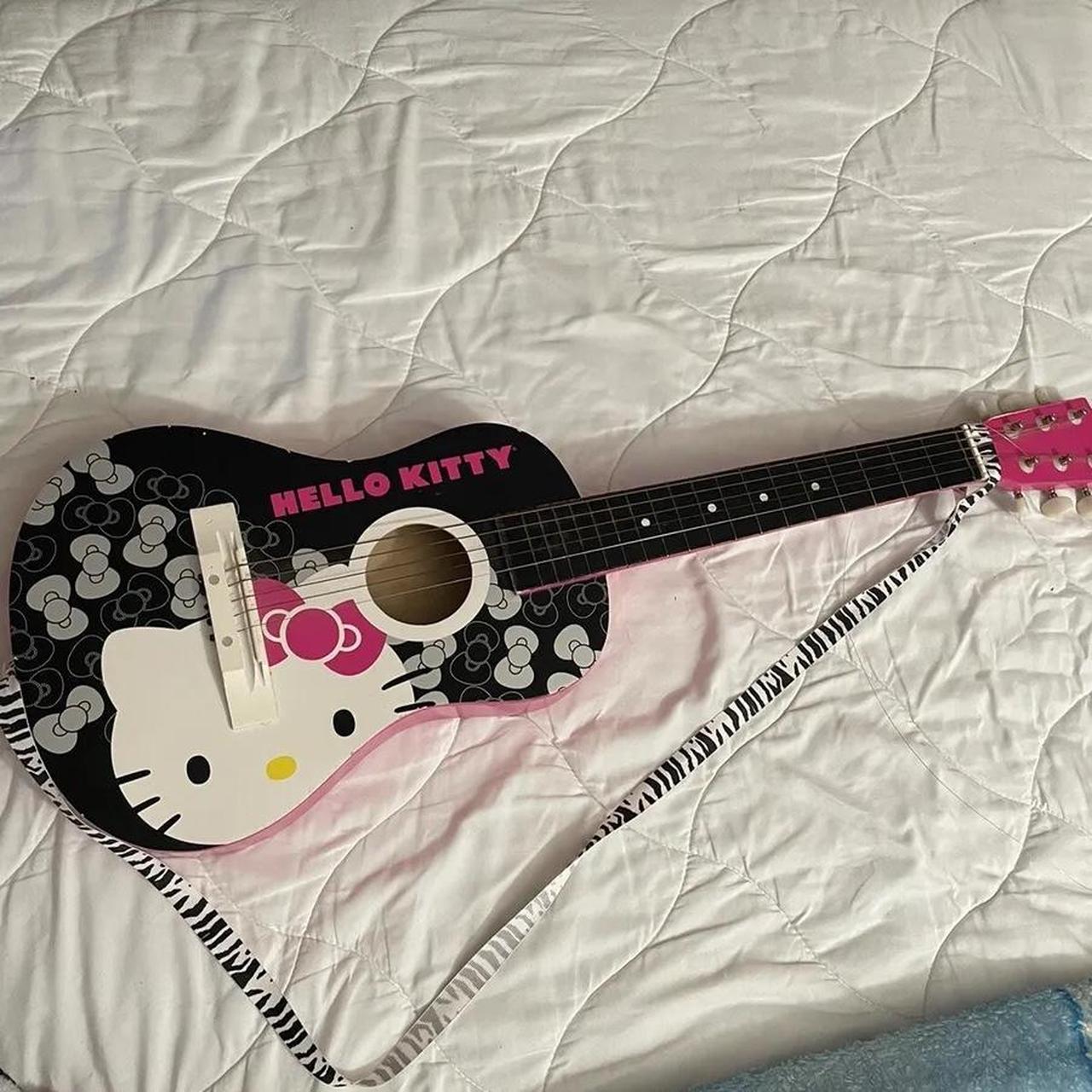 Y2k Hello kitty BLACK & PINK MINI cute guitar... - Depop