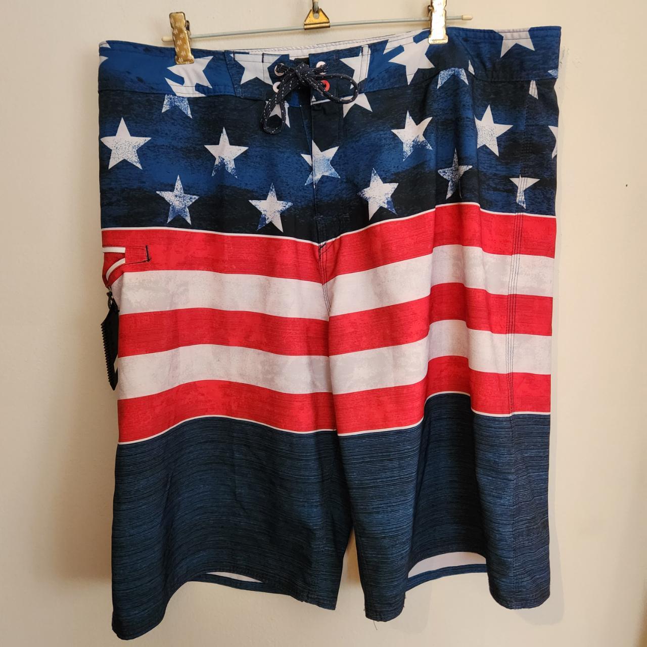 Burnside Flag shorts. Men's Board Shorts Size 36 - Depop