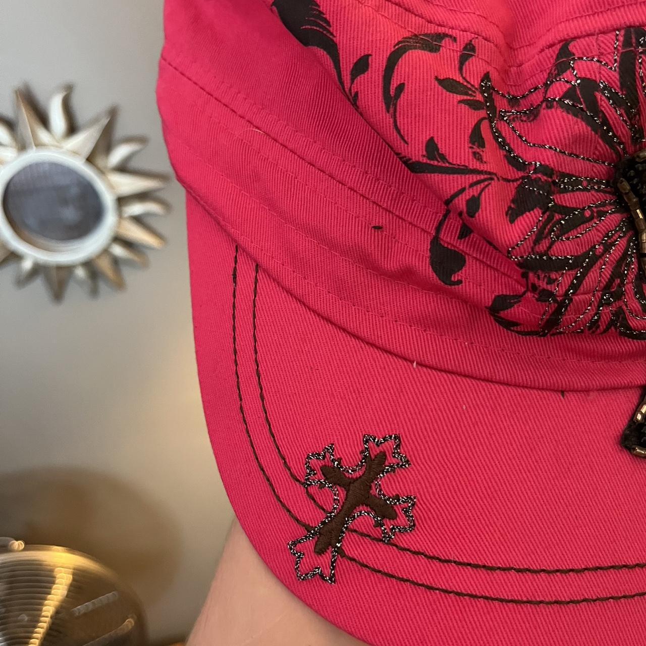 Pink and black cross hat #goth #y2k | Depop