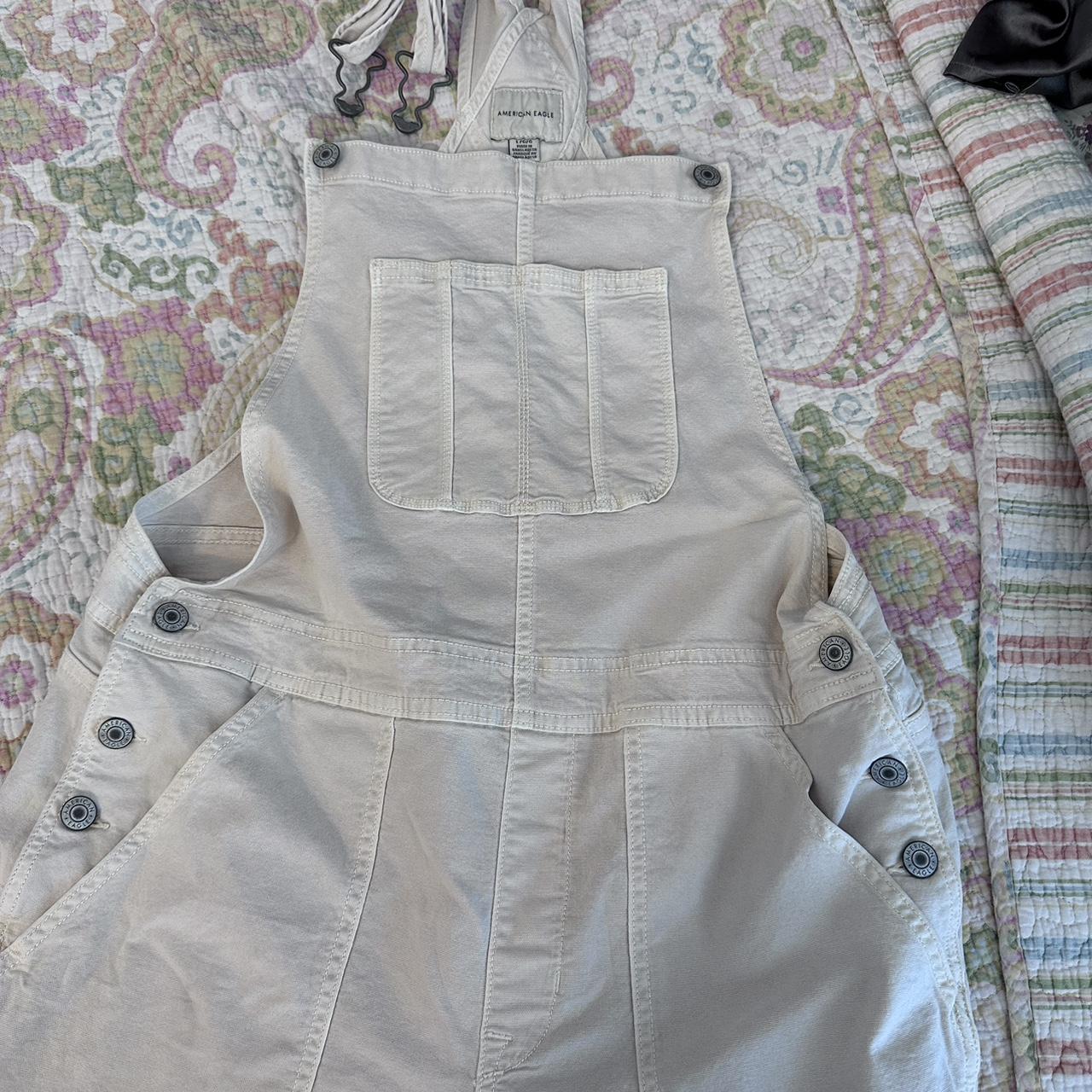 American eagle cream overalls . Tom boy fit . Large.... - Depop
