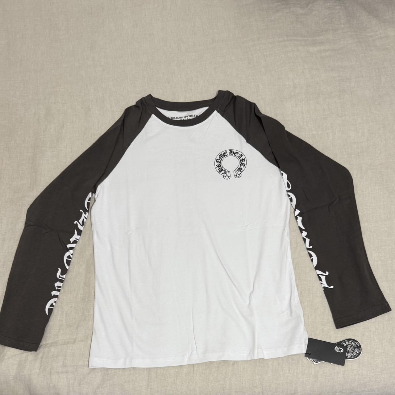 Dark Grey Long Sleeve White Chrome Hearts Shirt.... | Depop