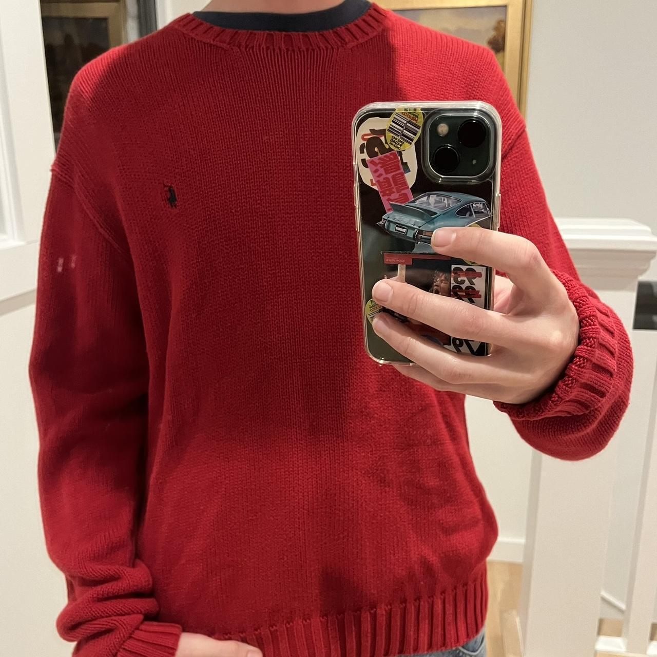 Vintage Red Polo Sweater No signs of tears or... - Depop