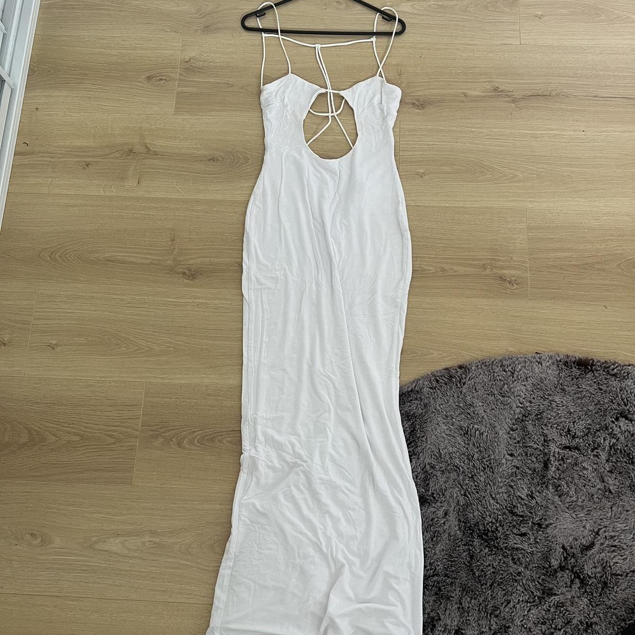 Outcast white long maxi dress, only worn once - Depop