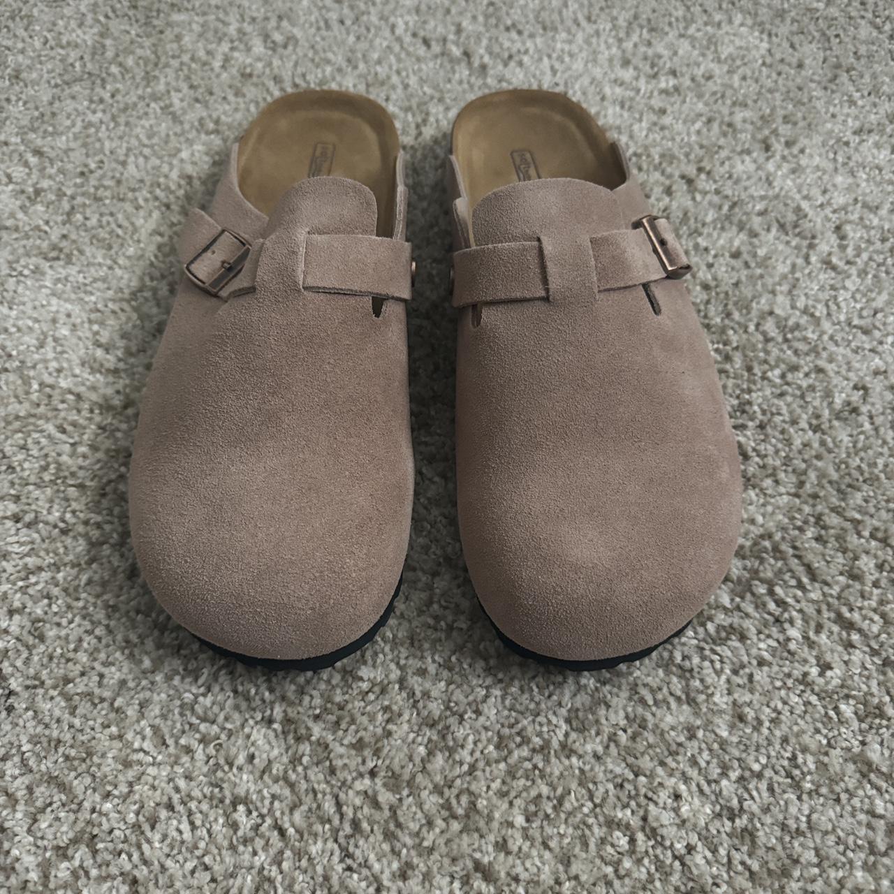 Mud brown suede birk clogs Barely even wore these - Depop