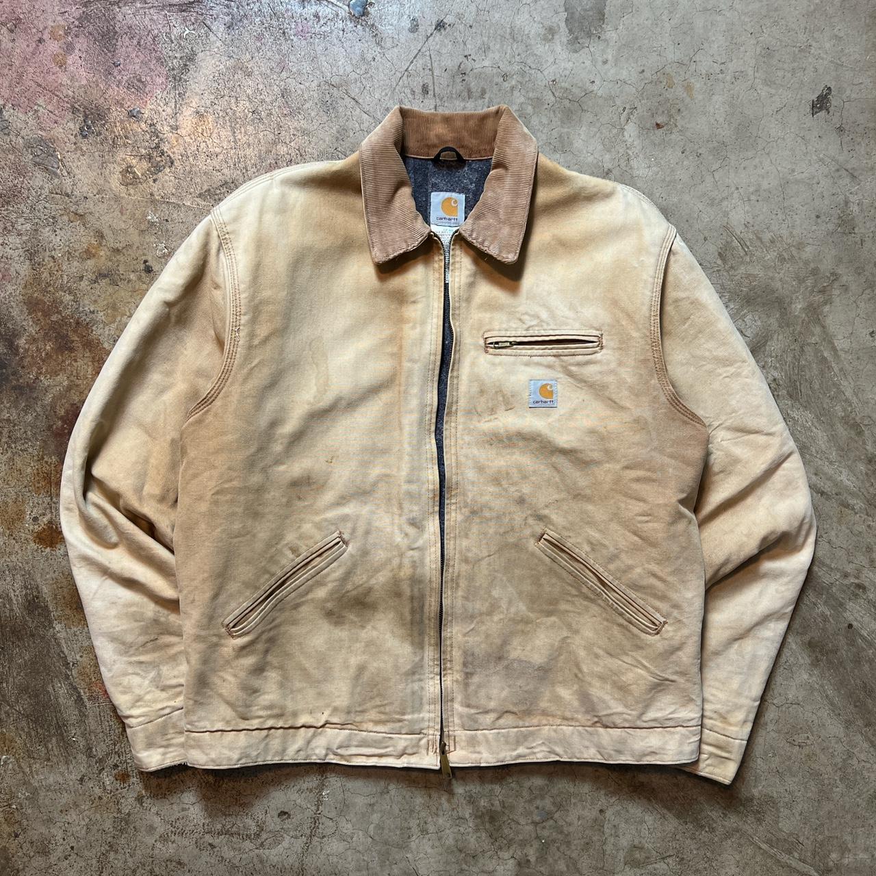 Vintage Faded Tan Carhartt Detroit jacket Perfectly... - Depop