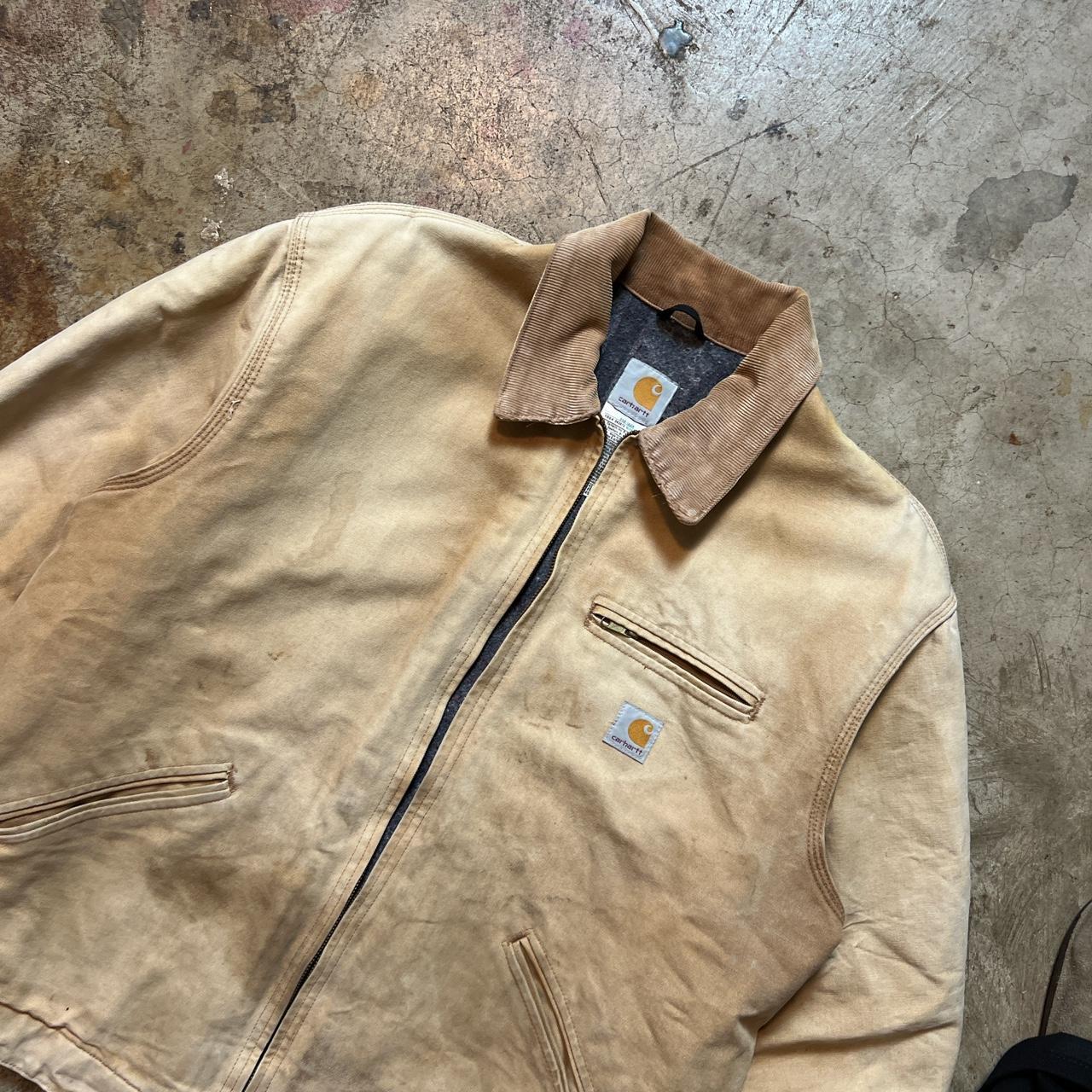 Vintage Faded Tan Carhartt Detroit jacket Perfectly... - Depop