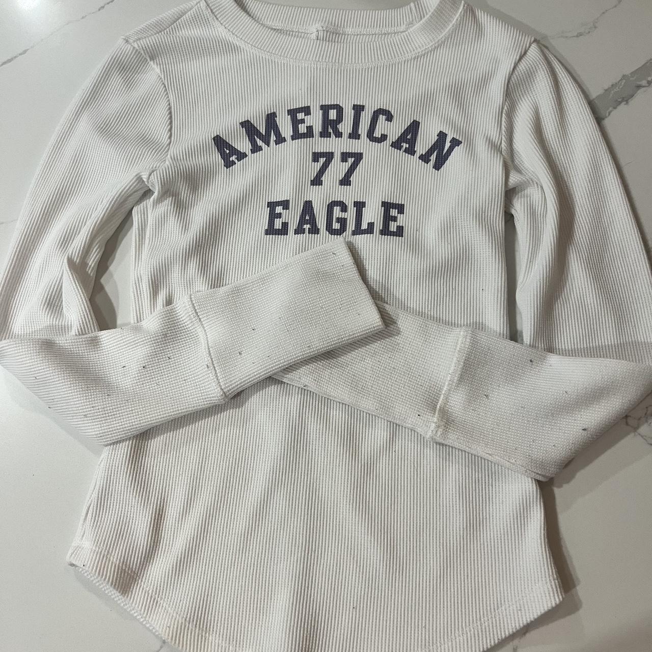 American eagle white long sleeve size small never worn - Depop