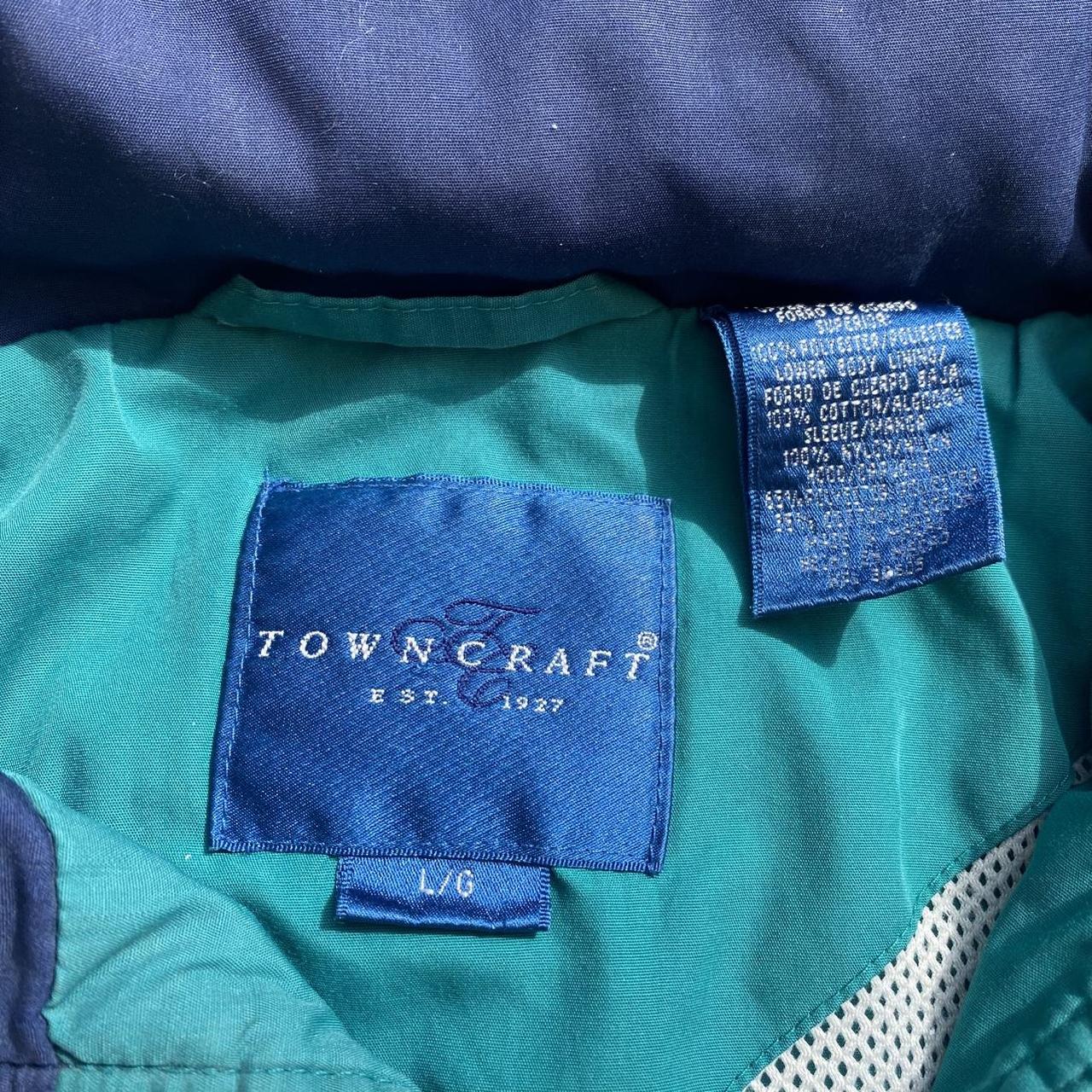 Blue and green vintage 90s Towncraft puffer jacket... | Depop