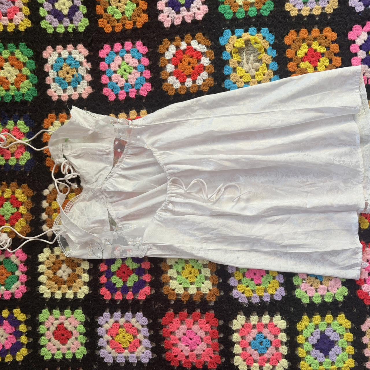 White lace cami slip dress with adjustable straps... | Depop