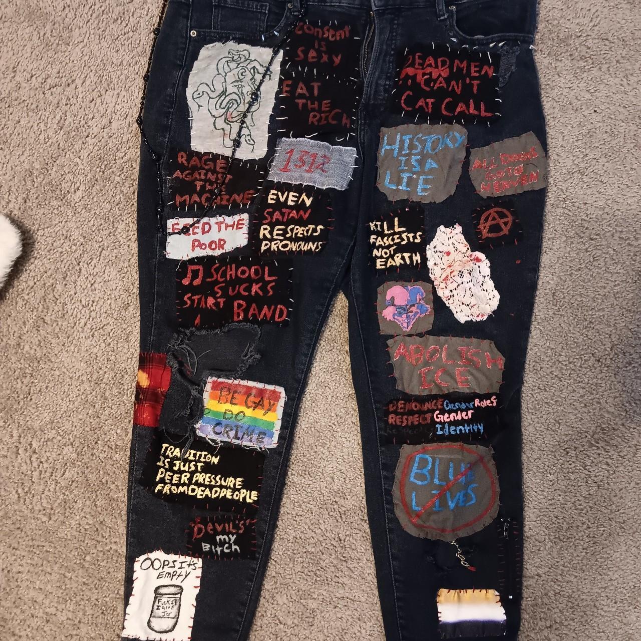 Women's size 16 homemade punk patch pants. #punk #alt - Depop