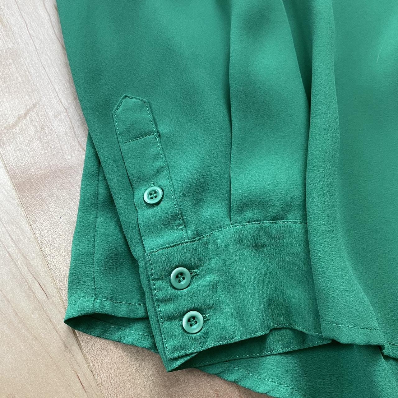 Emerald green button up blouse, Women's Size S,... - Depop