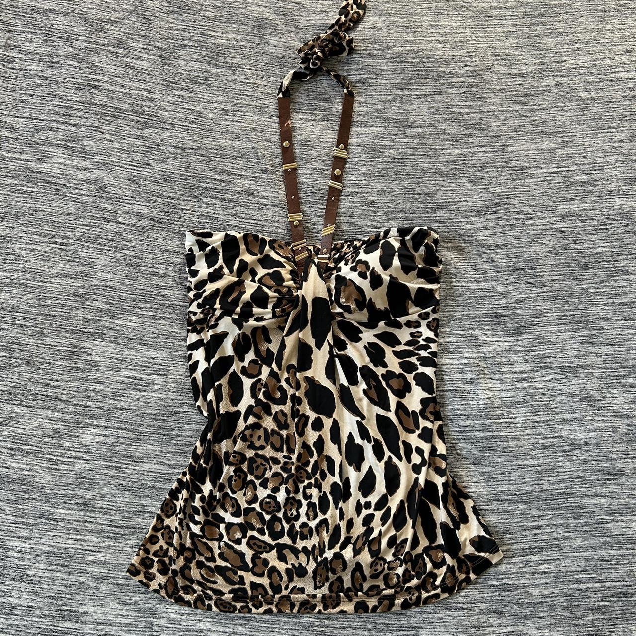 Vintage Y2K Cheetah Cache Halter top Size medium... - Depop