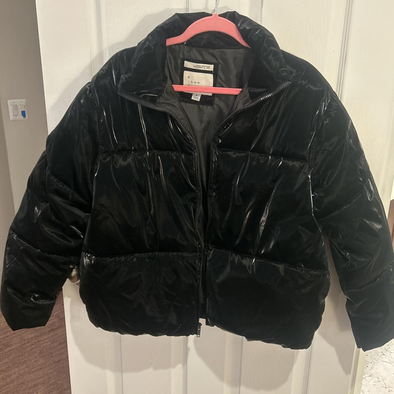 Shiny black puffer jacket Size M, a bit... - Depop