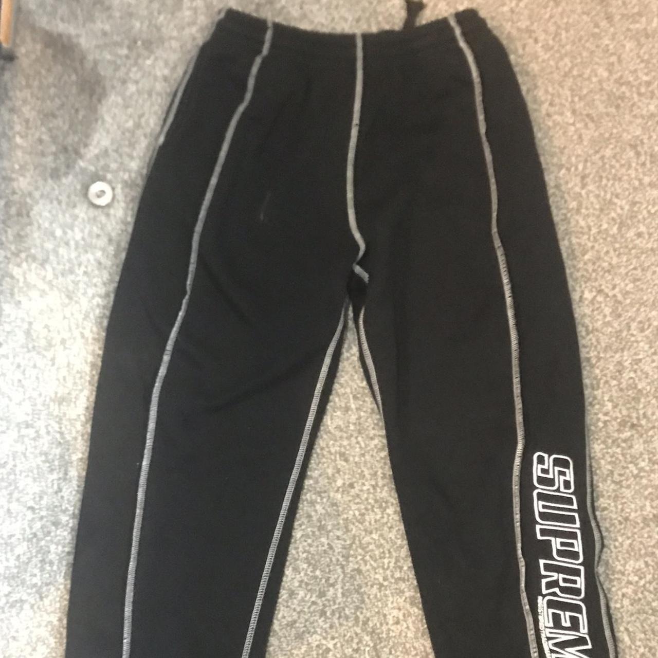 Black Supreme Joggers White Stitch Size Medium - Depop