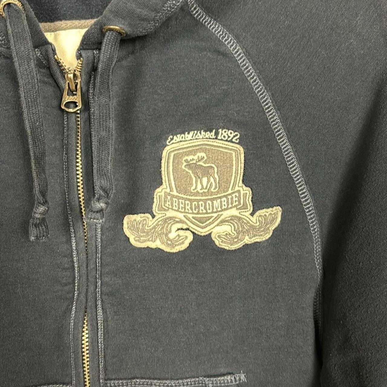 Abercrombie & Fitch Unisex Kids Navy Zip Up Kangaroo... - Depop