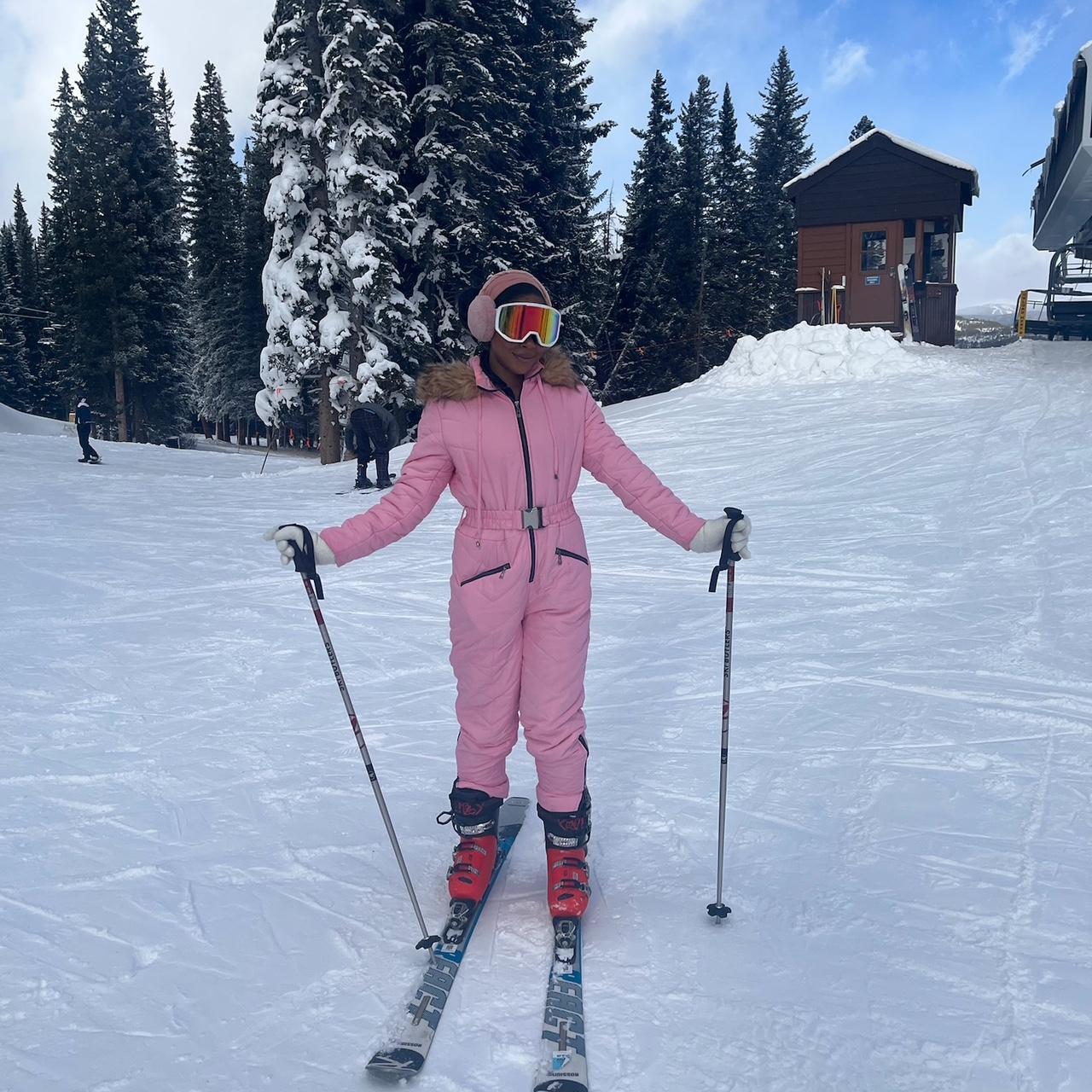 Super cute bright pink snow bunny ski suit! Bought... - Depop