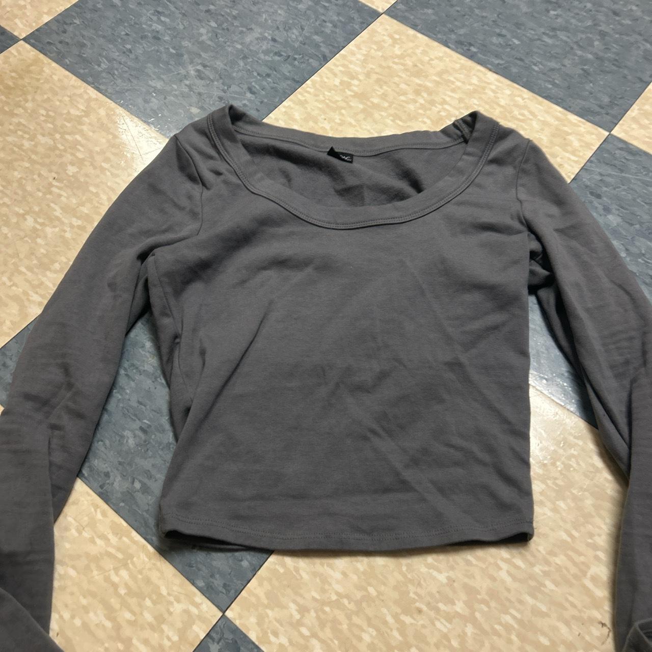 grey swoop neck pacsun long sleeve - Depop