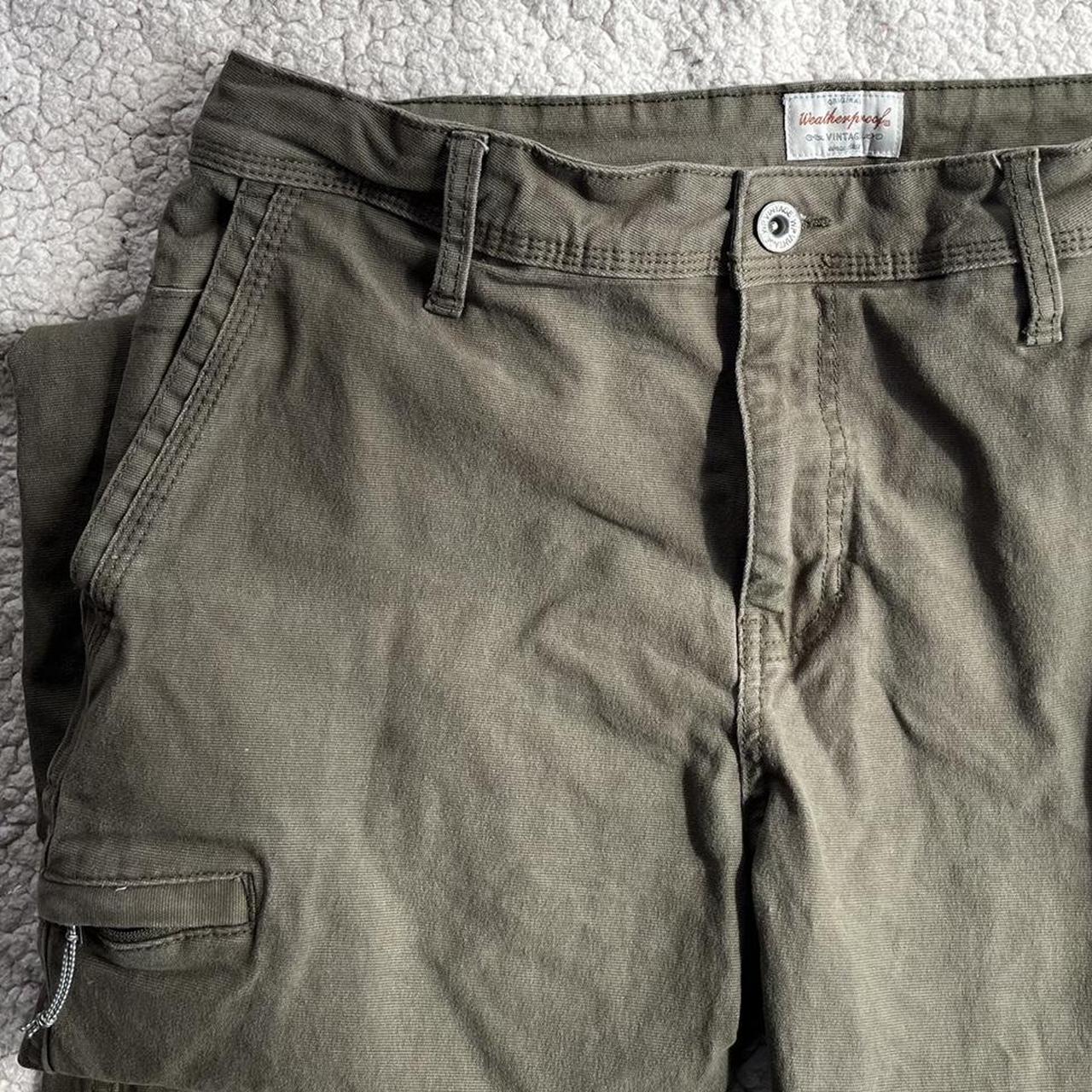 Vintage weatherproof dark green cargo pants with a... - Depop