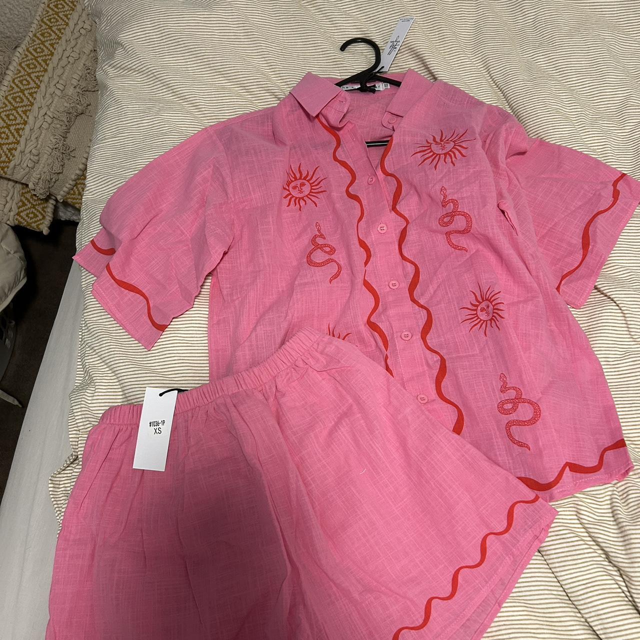 The self styler pink linen set xs - Depop