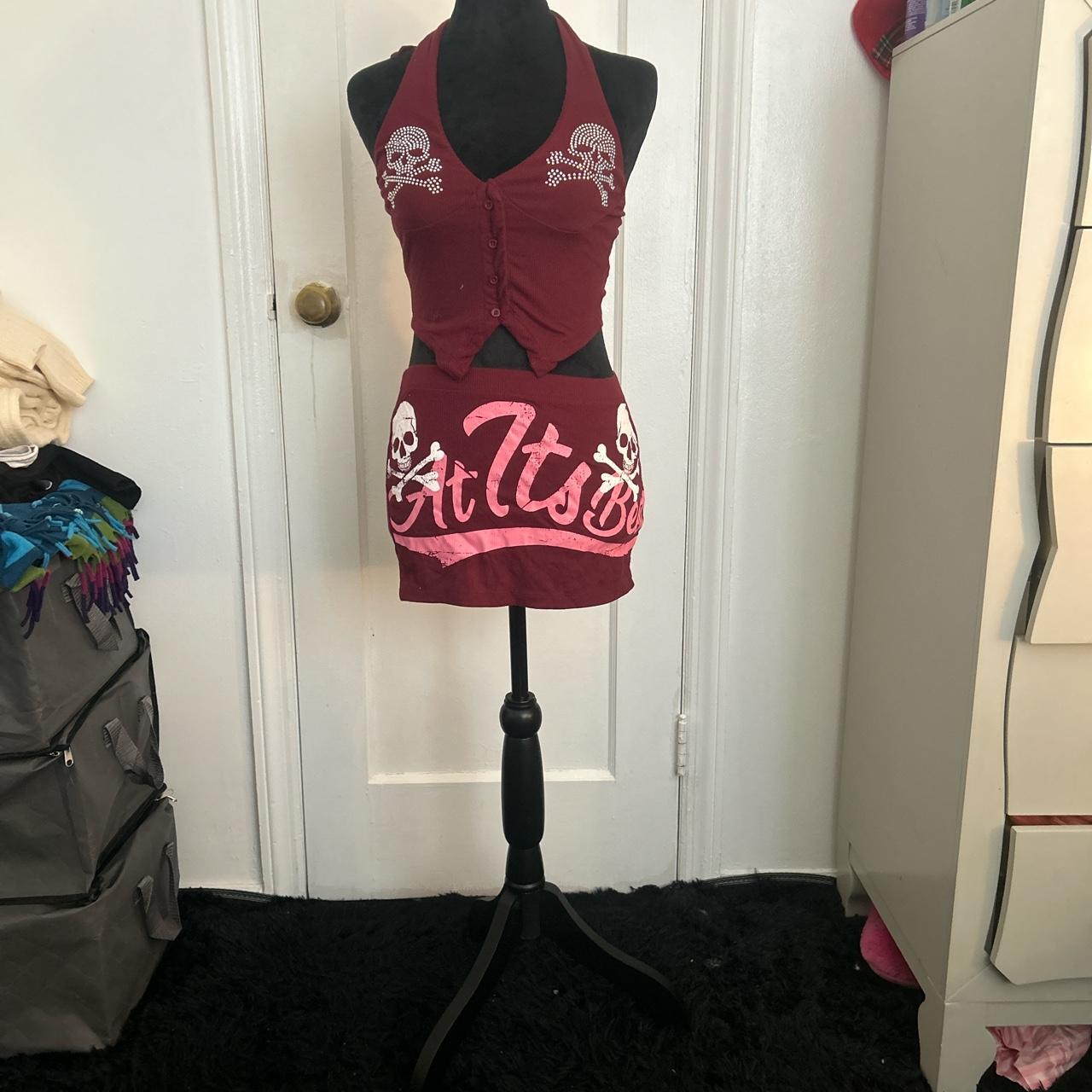 Two piece y2k set with halter top and mini skirt.... - Depop