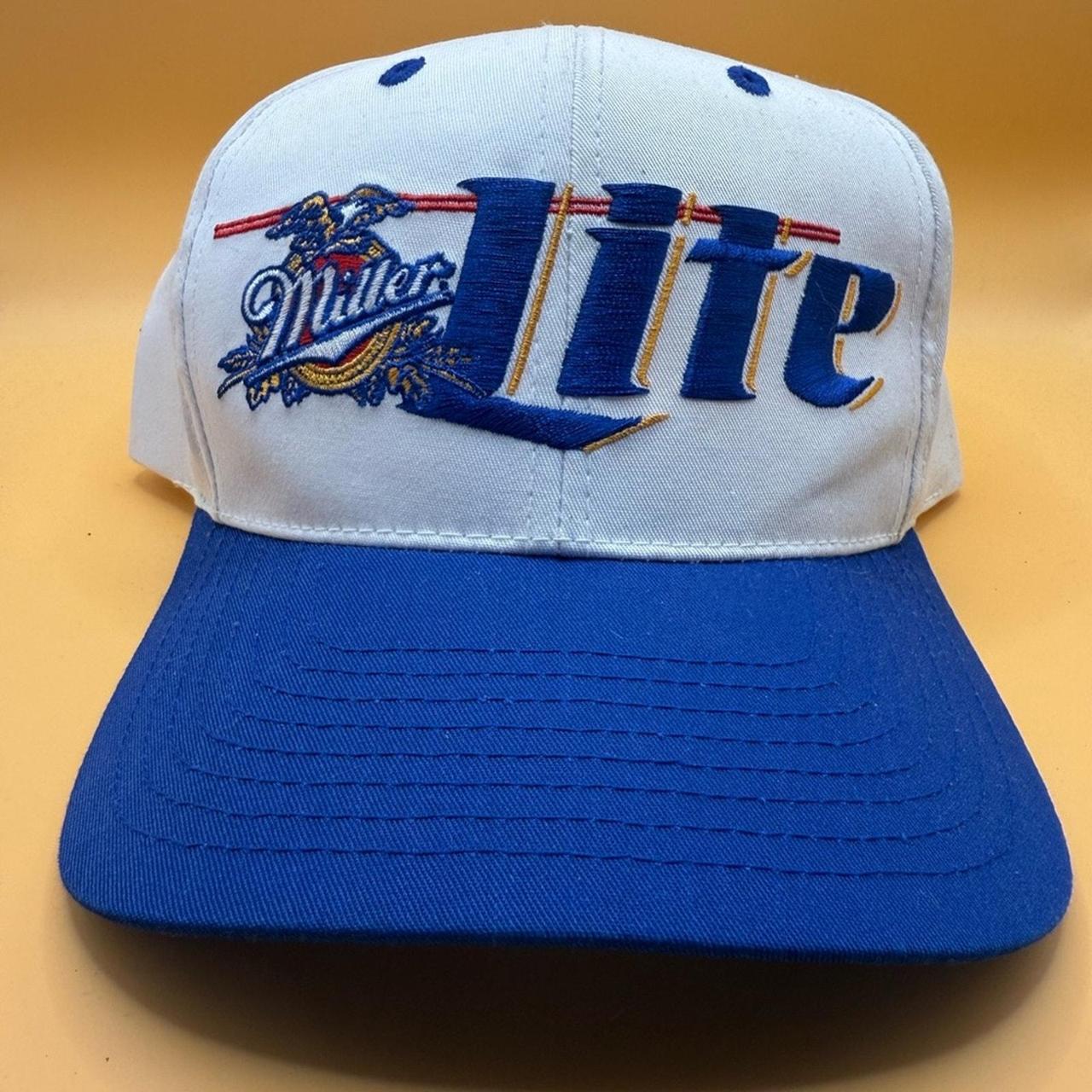 Vintage Miller Lite SnapBack 90s Checkered Flag... | Depop