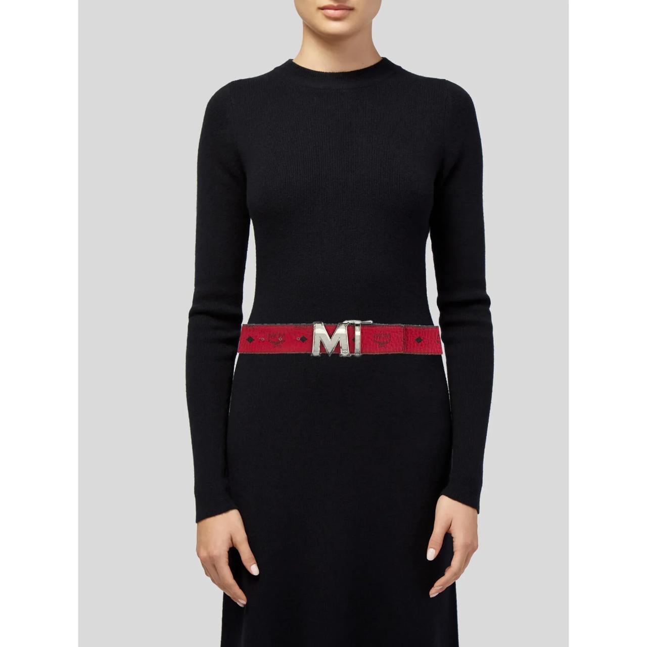 MCM red leather reversible belt size 120... - Depop