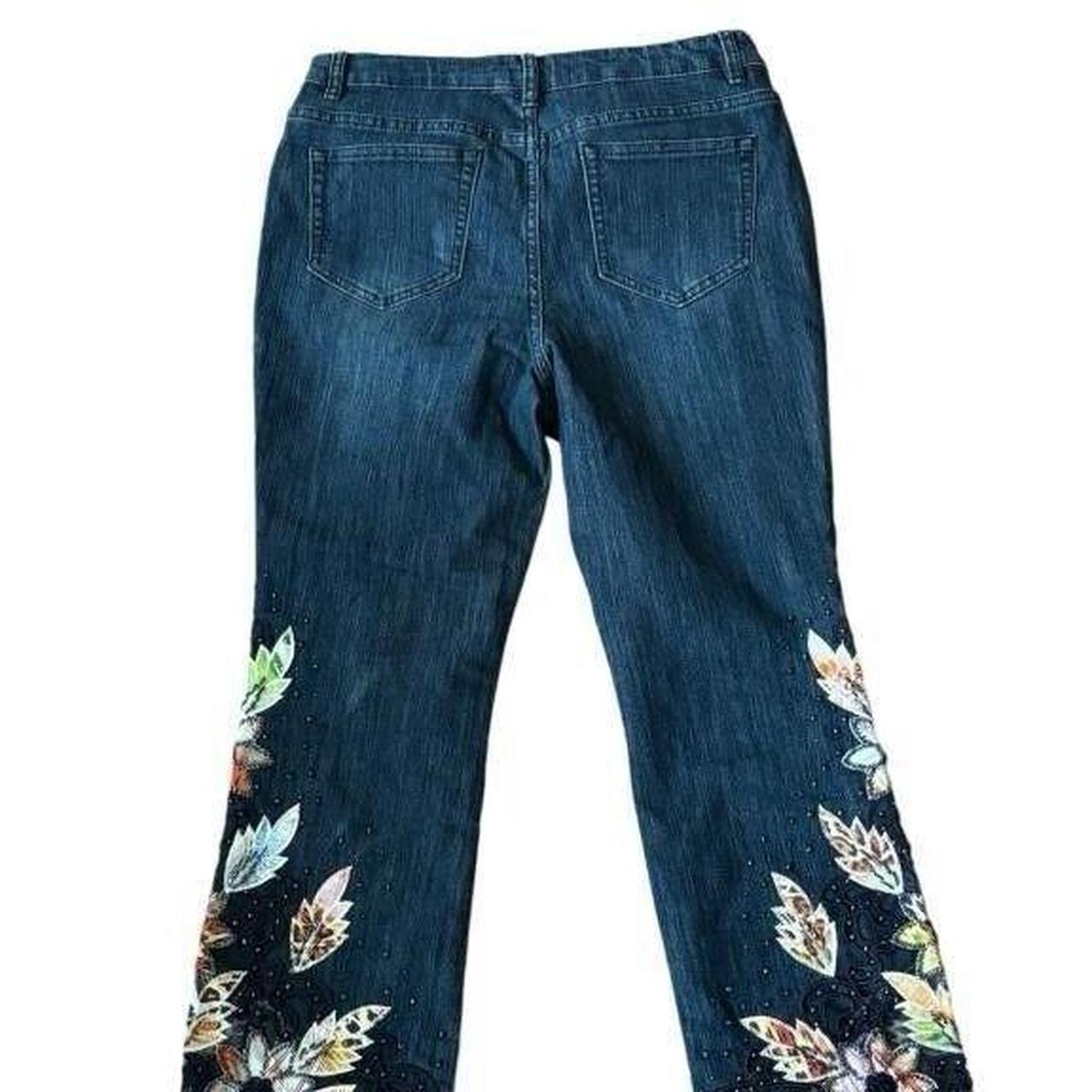 Soft Surroundings Blue Denim Nevaeh Floral Beaded... - Depop