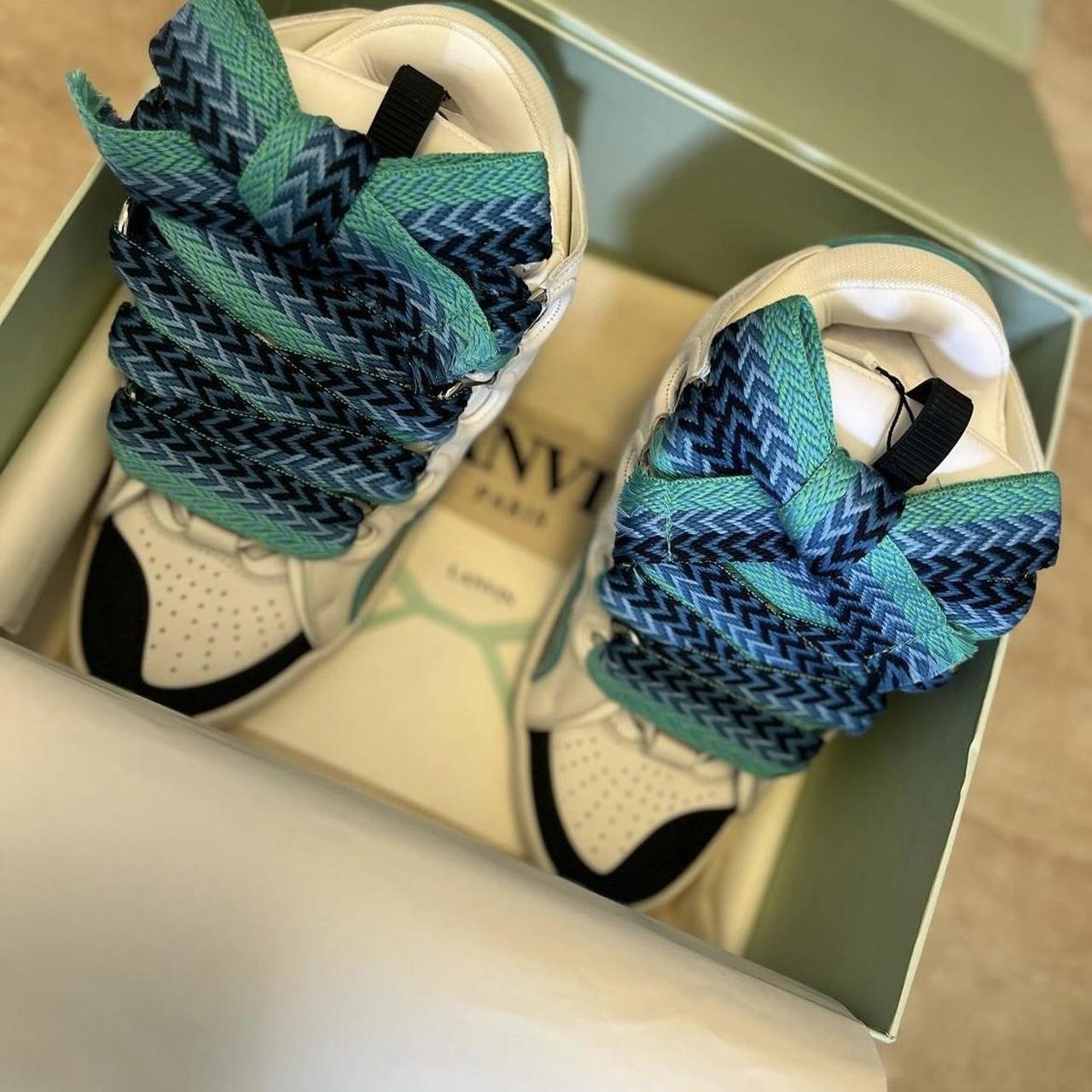 Blue and white / lanvin curbs 41 throw offers never... - Depop