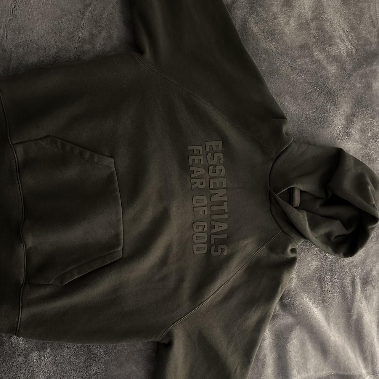 DARK GREEN ESSENTIALS “FEAR OF GOD” HOODIE Conditon:... - Depop