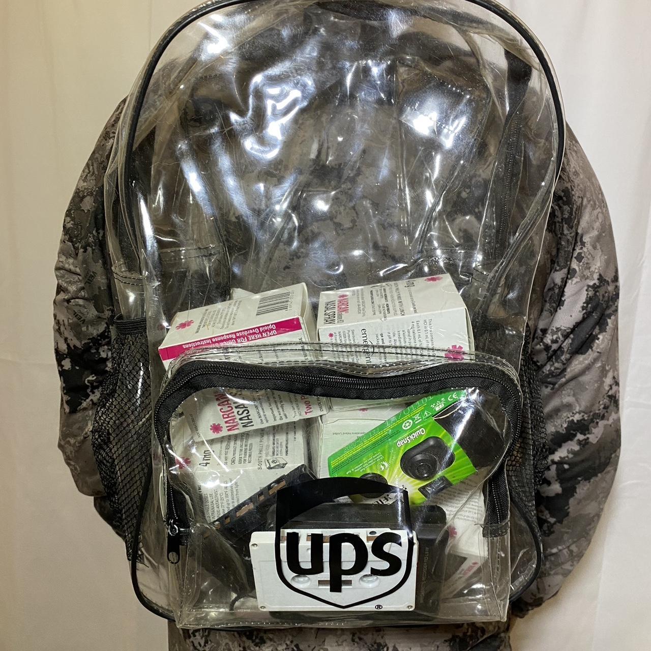 Clear UPS backpack. Good condition, zippers work.... - Depop