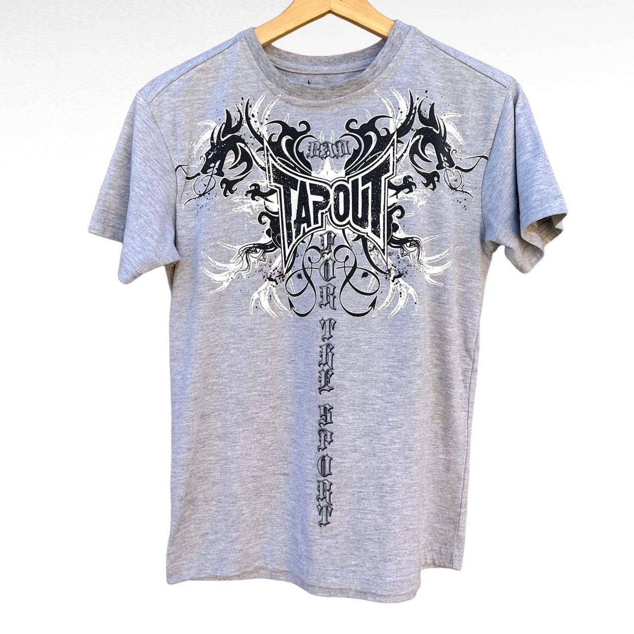 Y2K Tapout MMA Grey/Black T Shirt Size Youth... - Depop