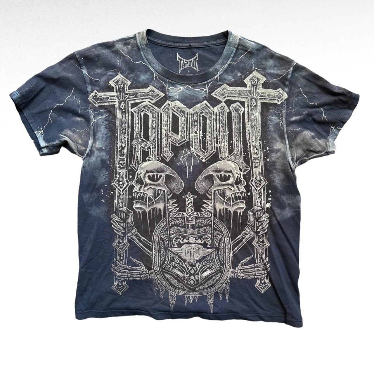 Y2K Tapout MMA Skulls & Cross Graphic T Shirt Size... - Depop