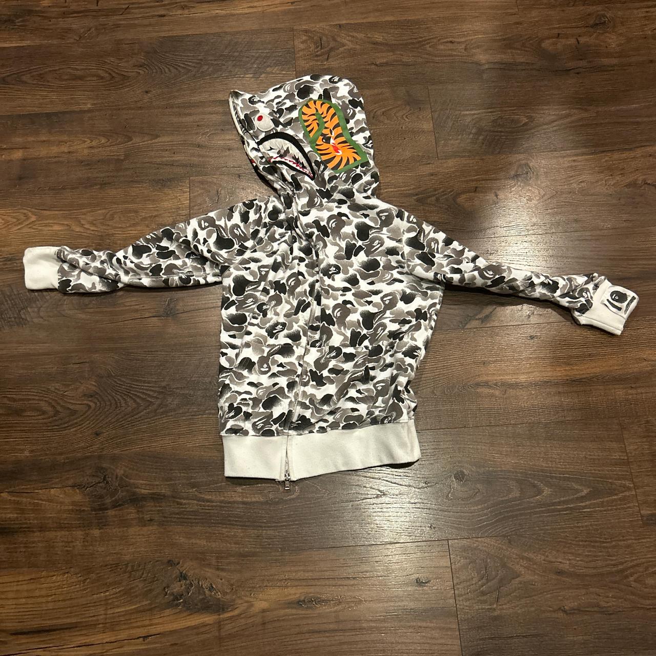 (AUTHENTIC) very rare BAPE black and grey camo zip... - Depop