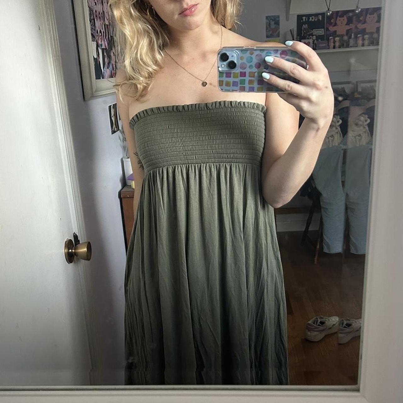 GAP sage green strapless dress Can be worn as a... - Depop
