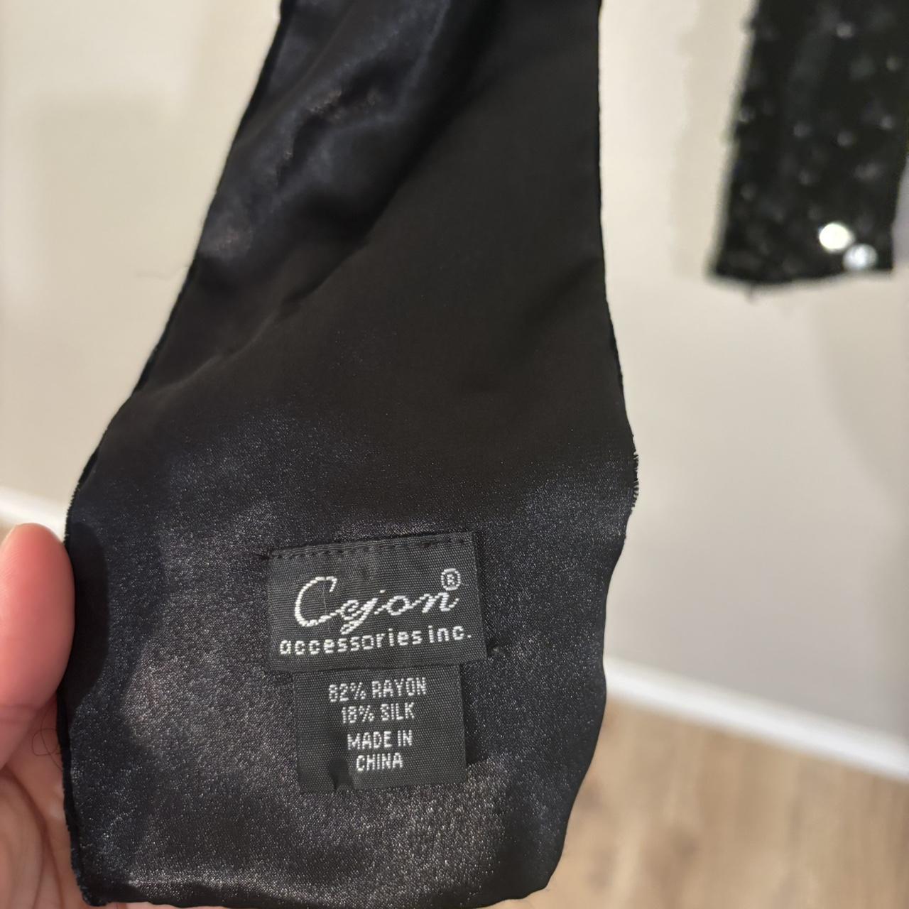 Vintage Cejon Black Velvet Skinny Sequins Scarf See... | Depop