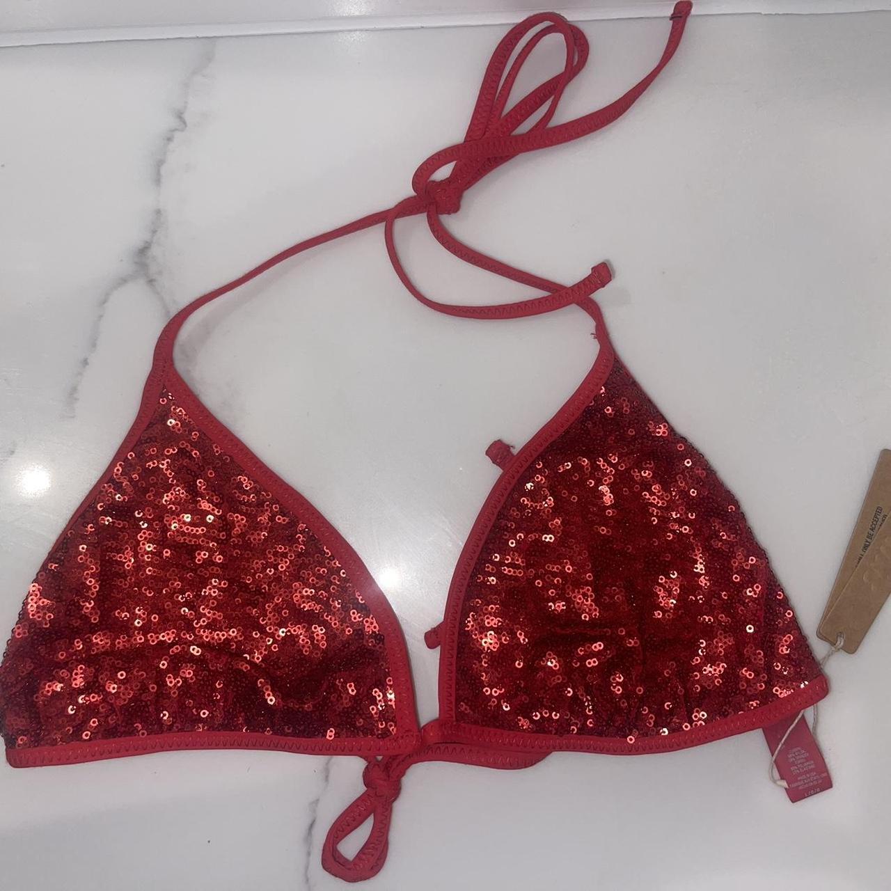 New Skims sequin triangle bikini top Size XL In... | Depop