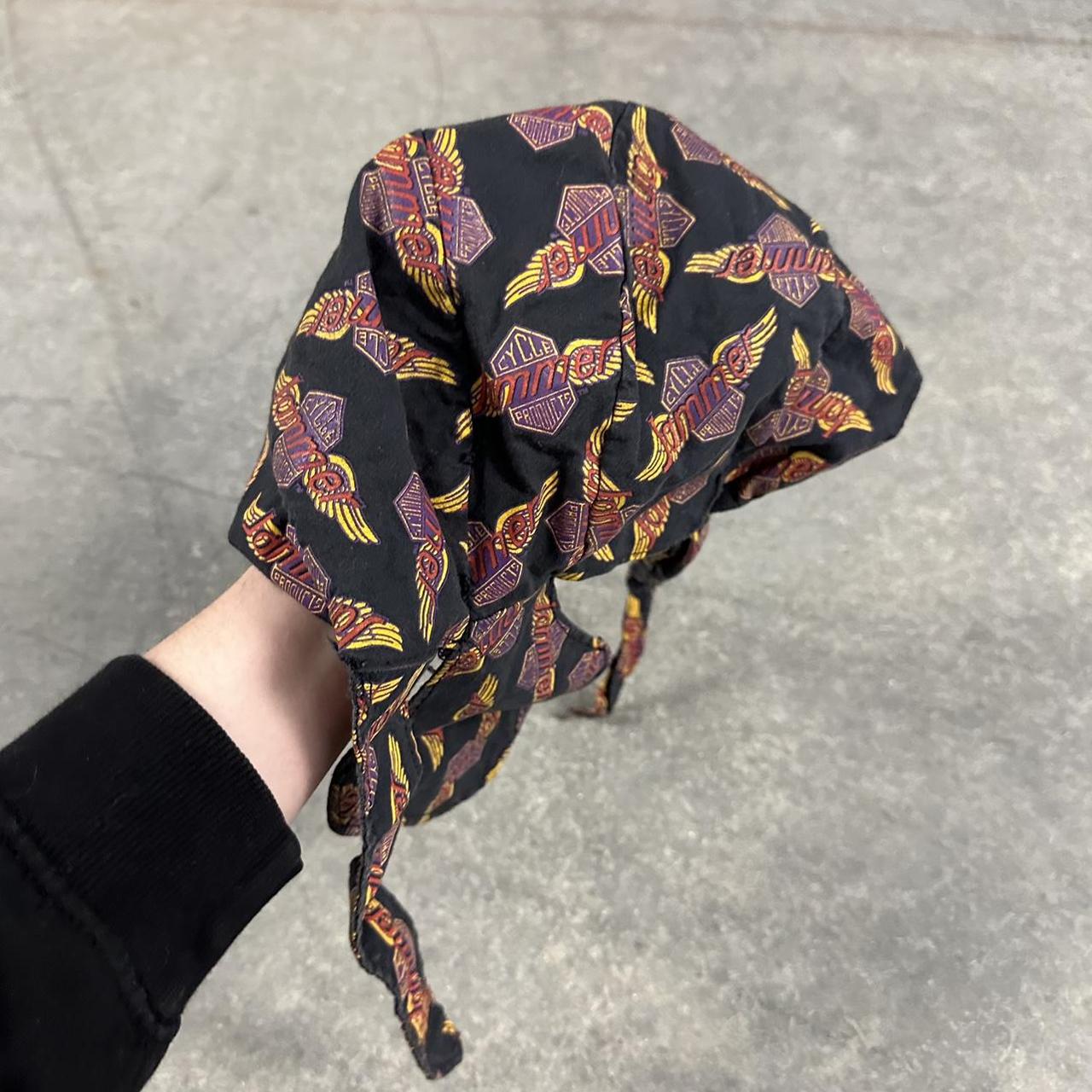 Vintage 90s biker full head wrap jammer graphic... | Depop