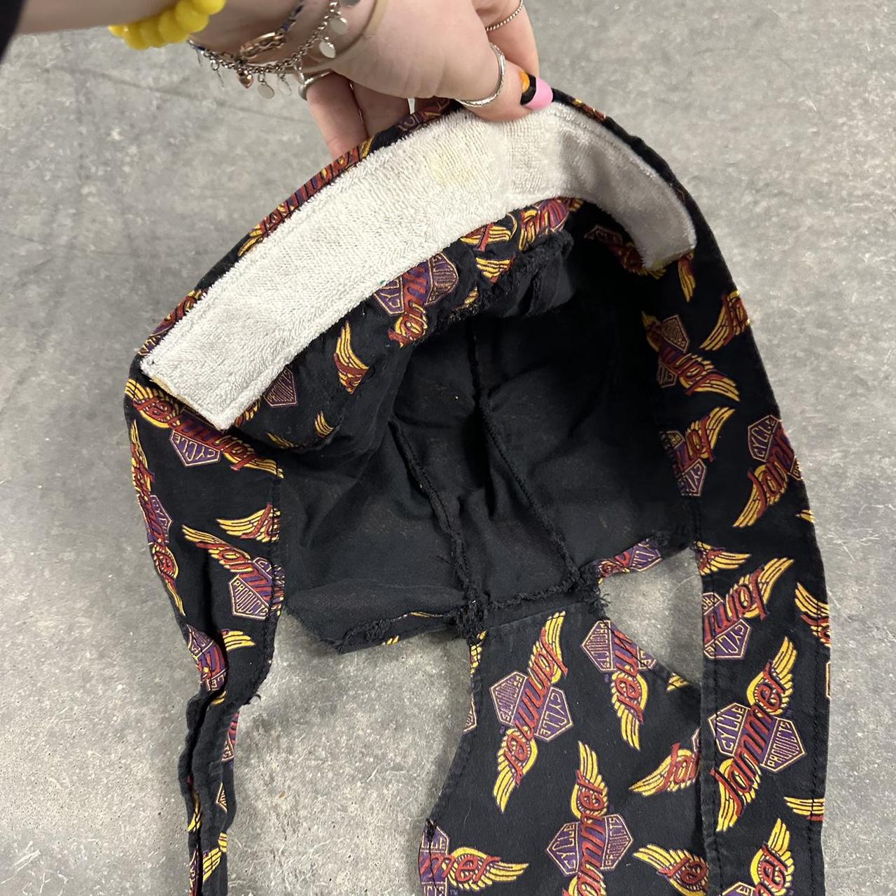 Vintage 90s biker full head wrap jammer graphic... | Depop