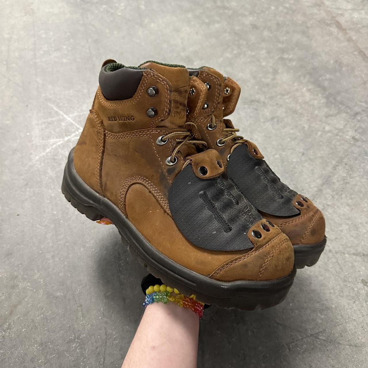 Red Wing steel toe boots 2413-11 WORX brown leather... - Depop