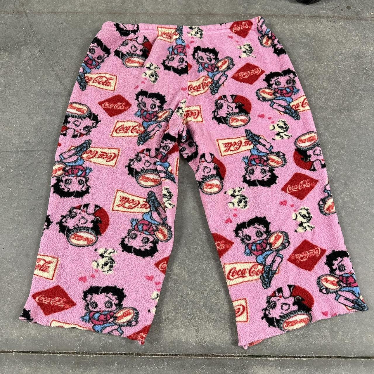 Y2k Betty Boop Coca Cola fleece pajama pants... - Depop