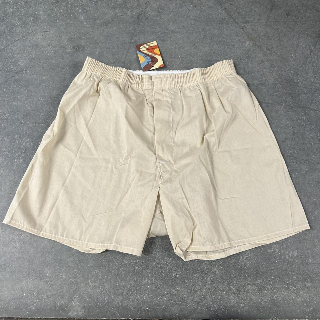 Vintage 70s cream unisex boxer shorts M Like new... - Depop