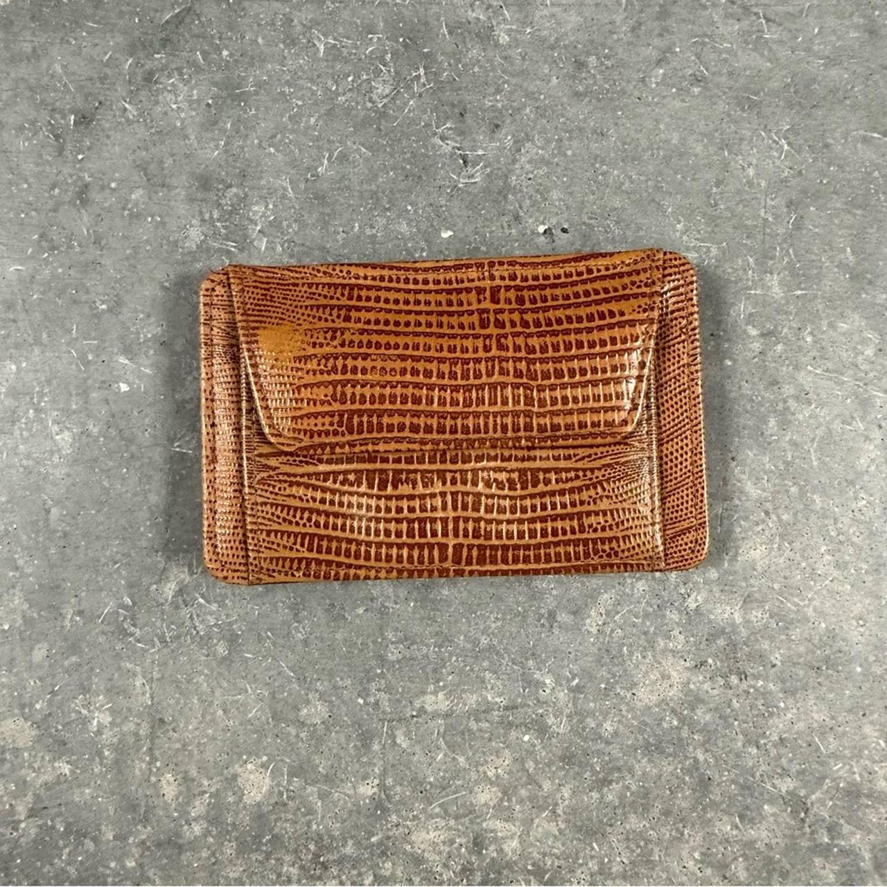 Vintage leather mini card wallet crocs snake Good... - Depop