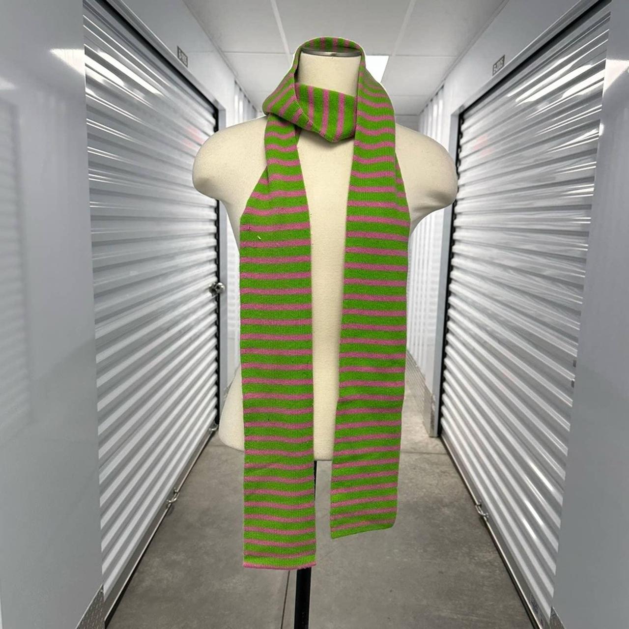 J crew Y2k green and pink striped skinny knit... - Depop