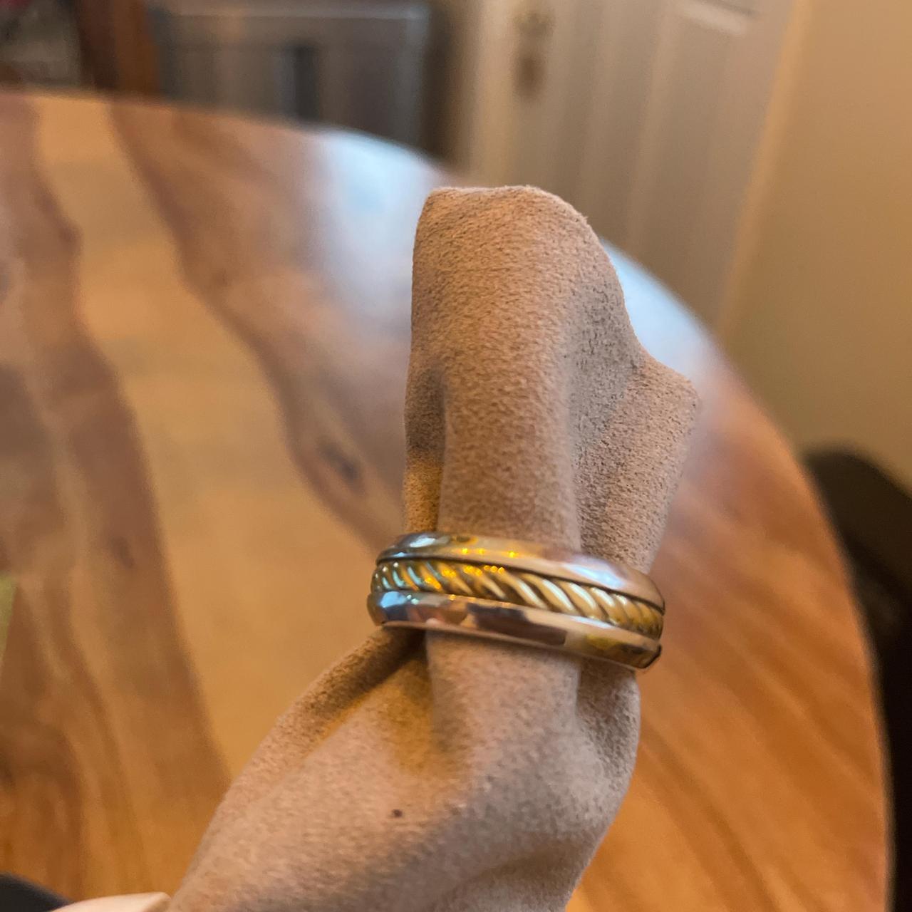 David Yurman Classic Cable Silver & Gold Ring. Size:... - Depop