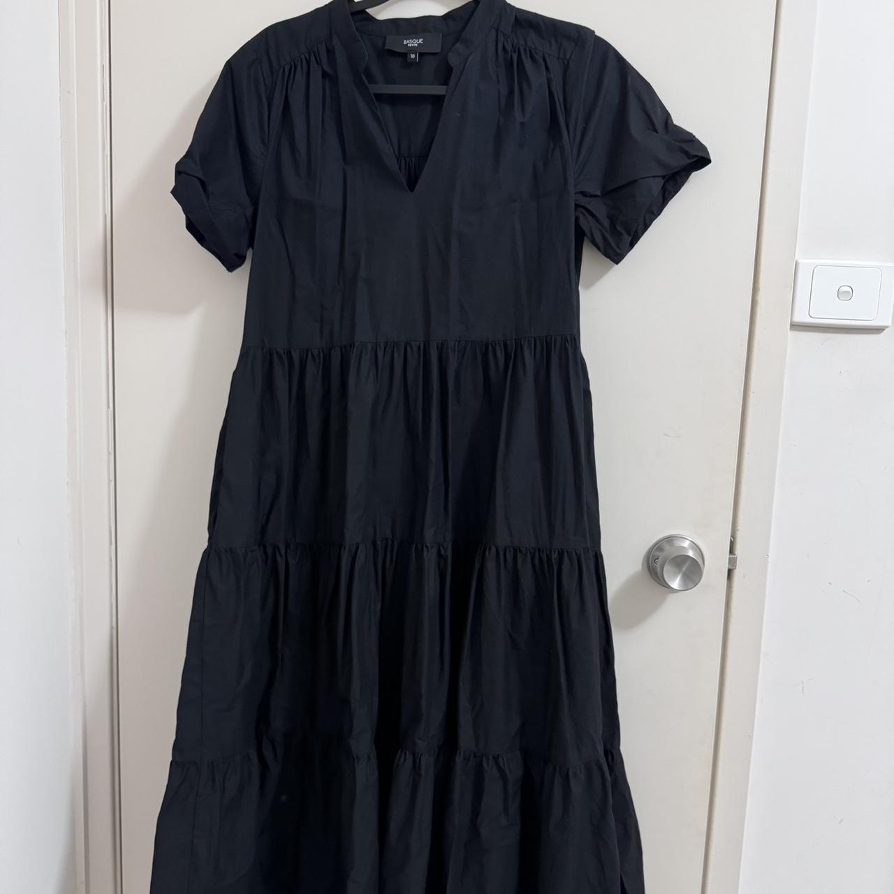 basque petite black midi dress, size 10 only worn... - Depop