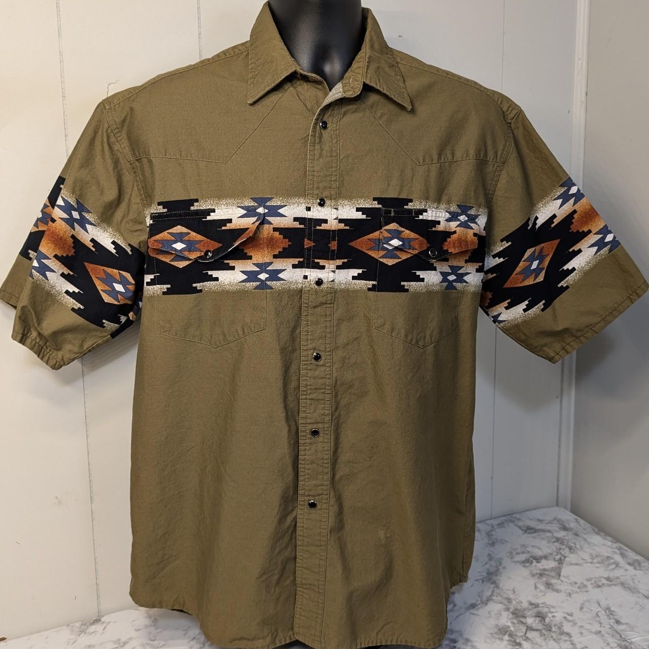 Vintage Rustler Pearl Snap Button Up Shirt Mens L... - Depop