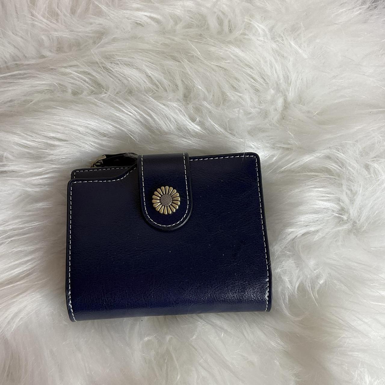 Boutique Navy Blue Sunflower Wallet w/sunflower... - Depop