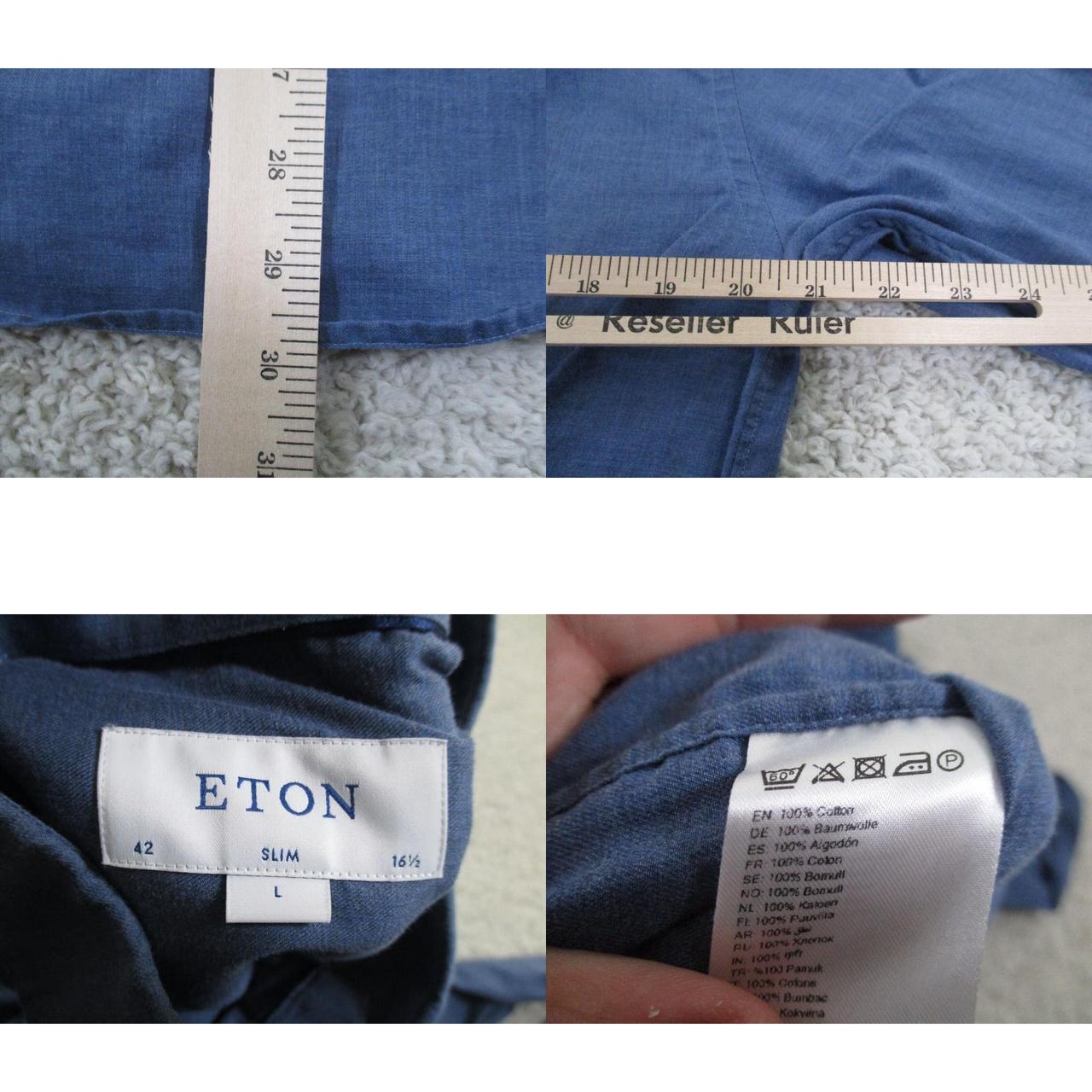 Eton Shirt Mens Large 42 16.5 Blue Cotton Long... - Depop